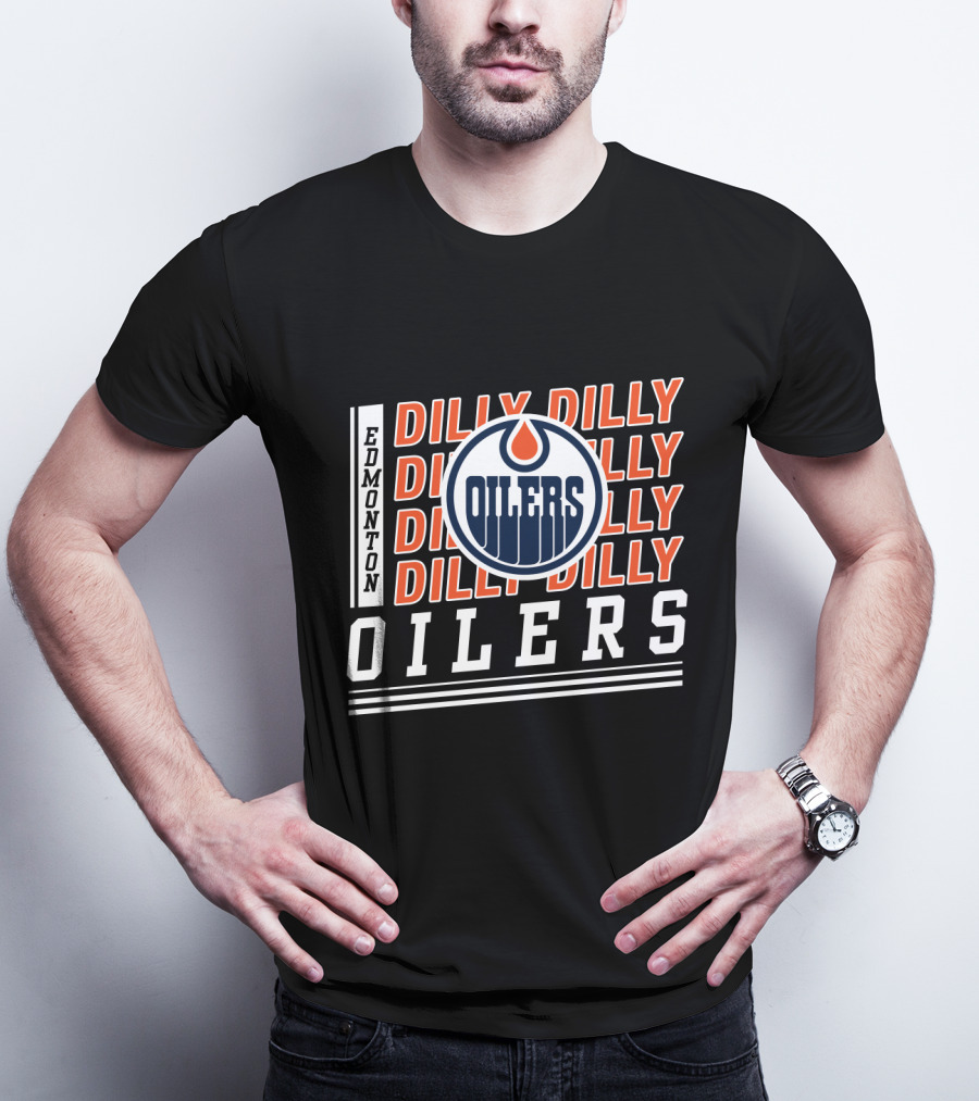 Edmonton Oilers Repeating Dilly Dilly Bold Text With Team T-Shirt