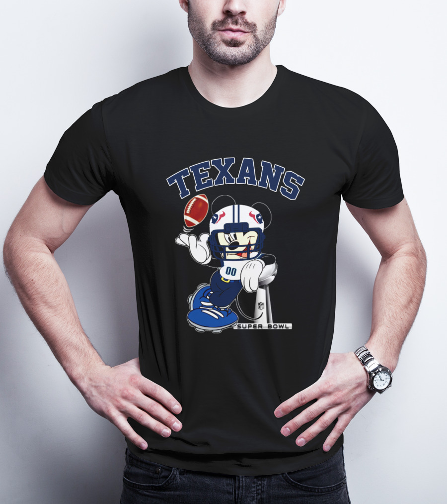 Texans Mickey Nfl Super Bowl Football T-Shirt