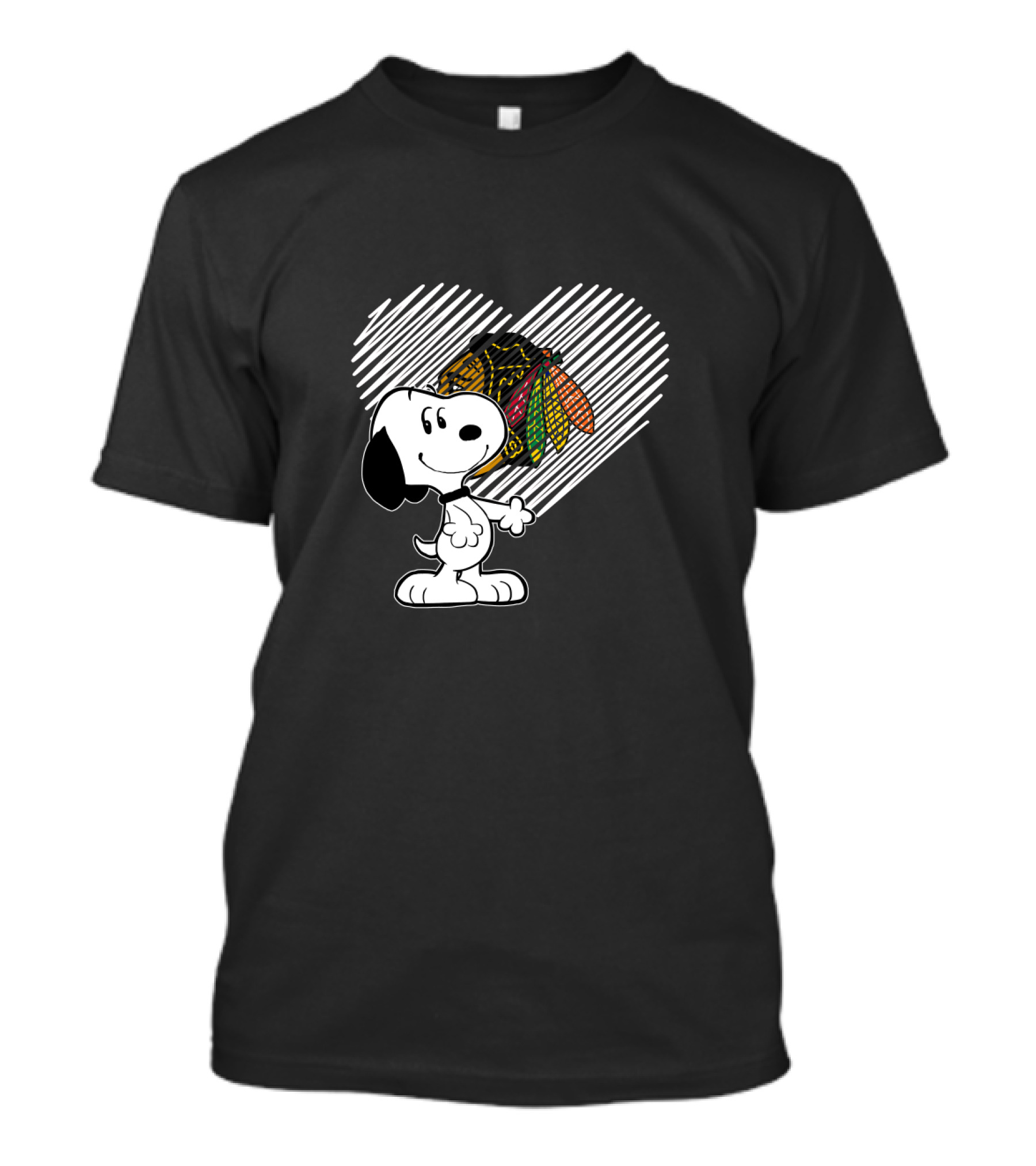 Snoopy Heart Chicago Blackhawks Love Iconic Peanuts Hockey 팬덤 T-Shirt