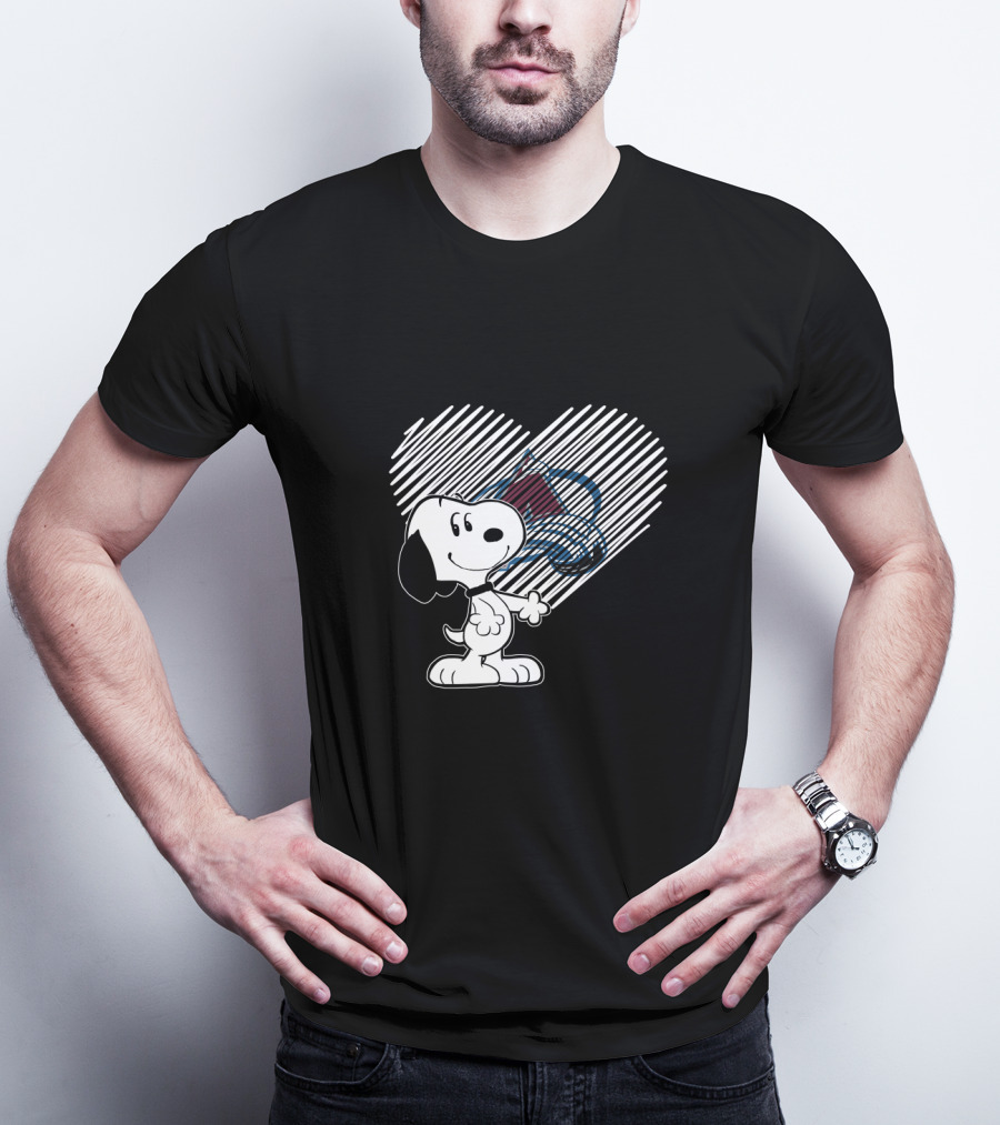 Snoopy Heart Colorado Avalanche Fan Art NHL Collaboration Peanuts T-Shirt