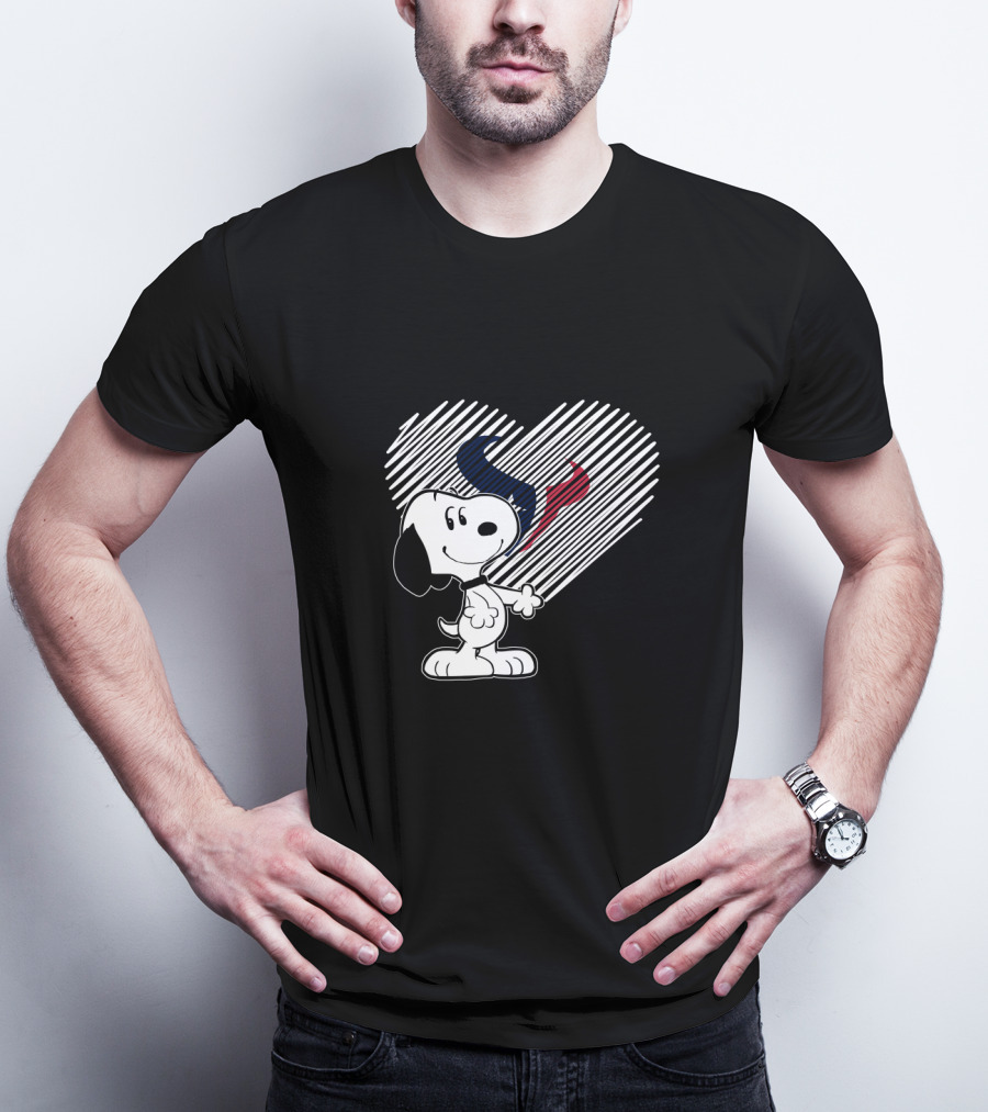 Snoopy Loves Houston Texans Heart Design For Fans T-Shirt