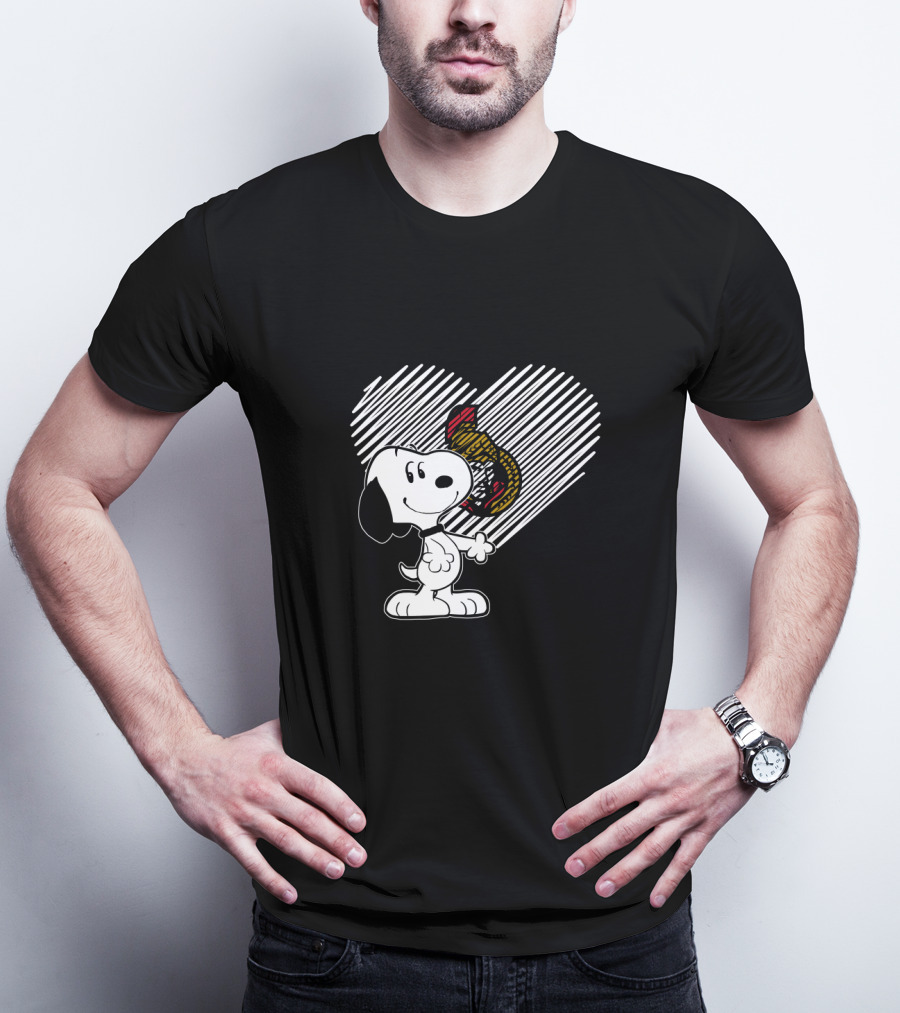 Snoopy Heart Embrace Ottawa Senators Hockey T-Shirt