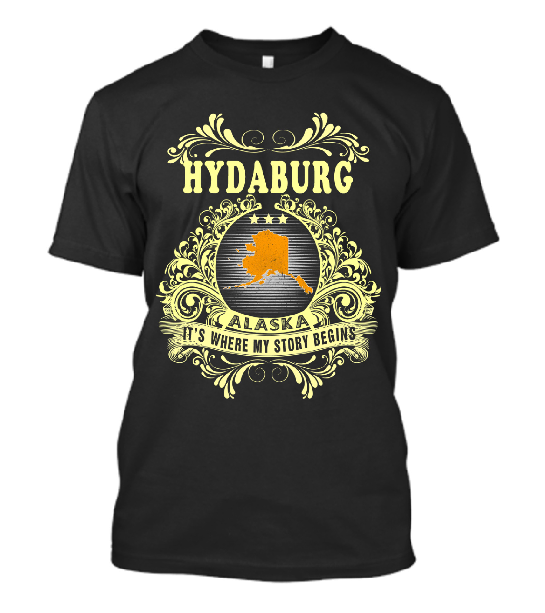Hydaburg Alaska It's Where My Story Begins Ornate Alaska Map T-Shirt