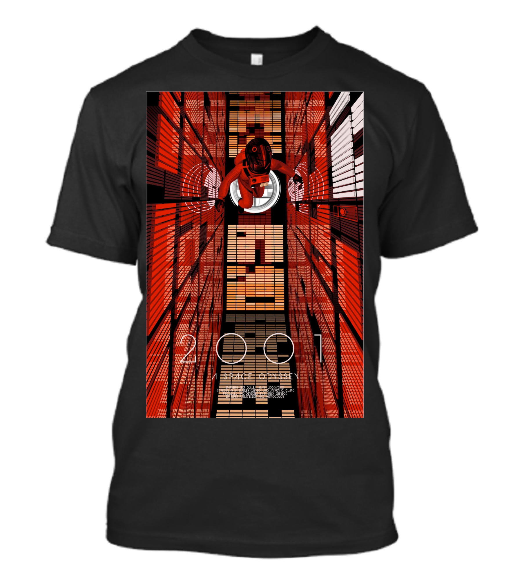 Futuristic Space Exploration In Red Hallway - 2001: A Space Odyssey T-Shirt