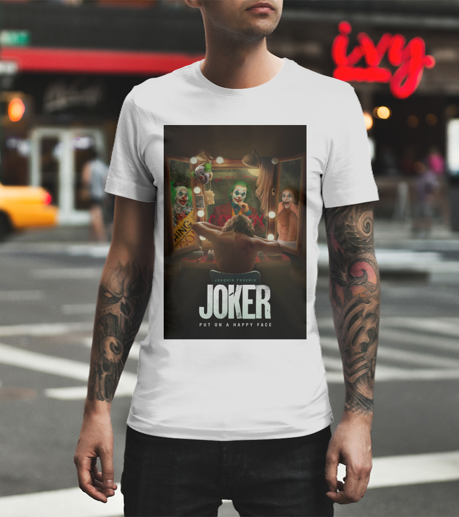 Joaquin Phoenix Joker Put On A Happy Face Mirror Reflection T-Shirt