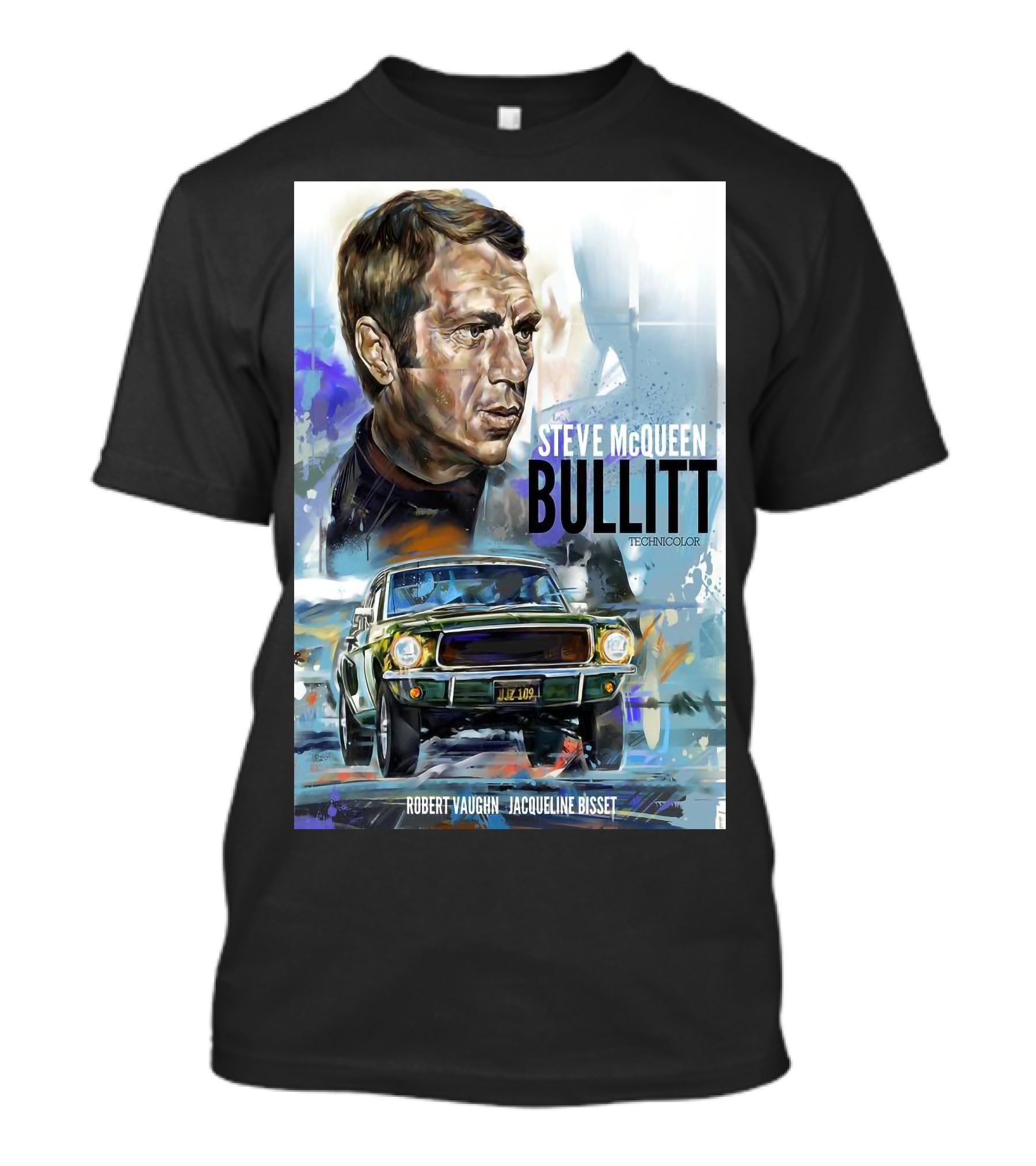 STEVE MCQUEEN BULLITT ROBERT VAUGHN JACQUELINE BISSET TECHNICOLOR MOVIE T-Shirt