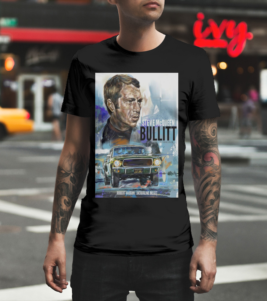 STEVE MCQUEEN BULLITT ROBERT VAUGHN JACQUELINE BISSET TECHNICOLOR MOVIE T-Shirt