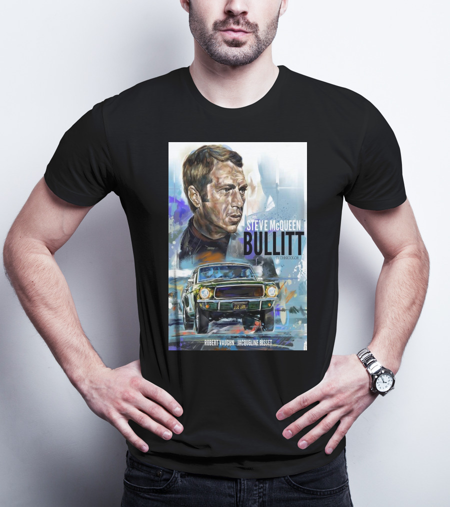 STEVE MCQUEEN BULLITT ROBERT VAUGHN JACQUELINE BISSET TECHNICOLOR MOVIE T-Shirt