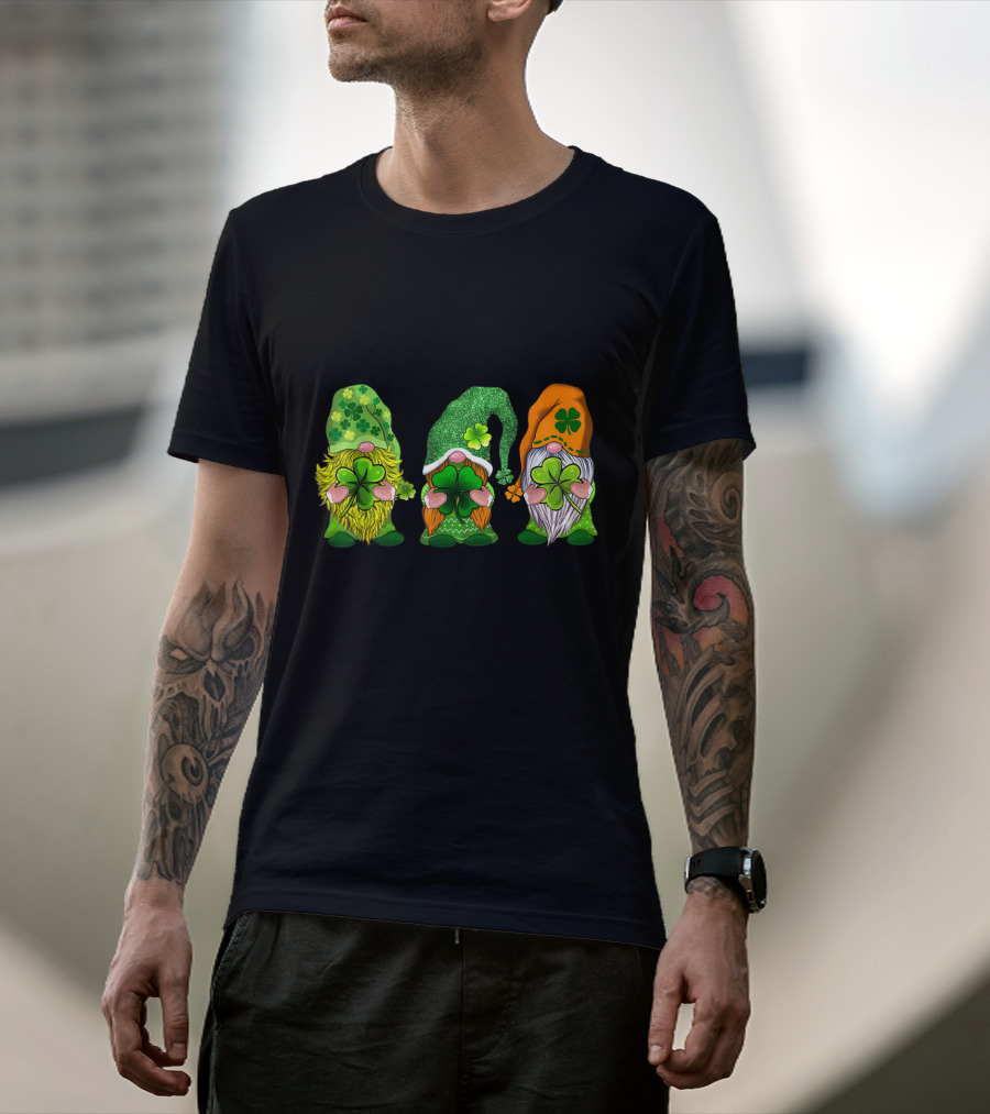 Happy St Patrick's Day Gnomes With Shamrock Hats And Beards T-Shirt