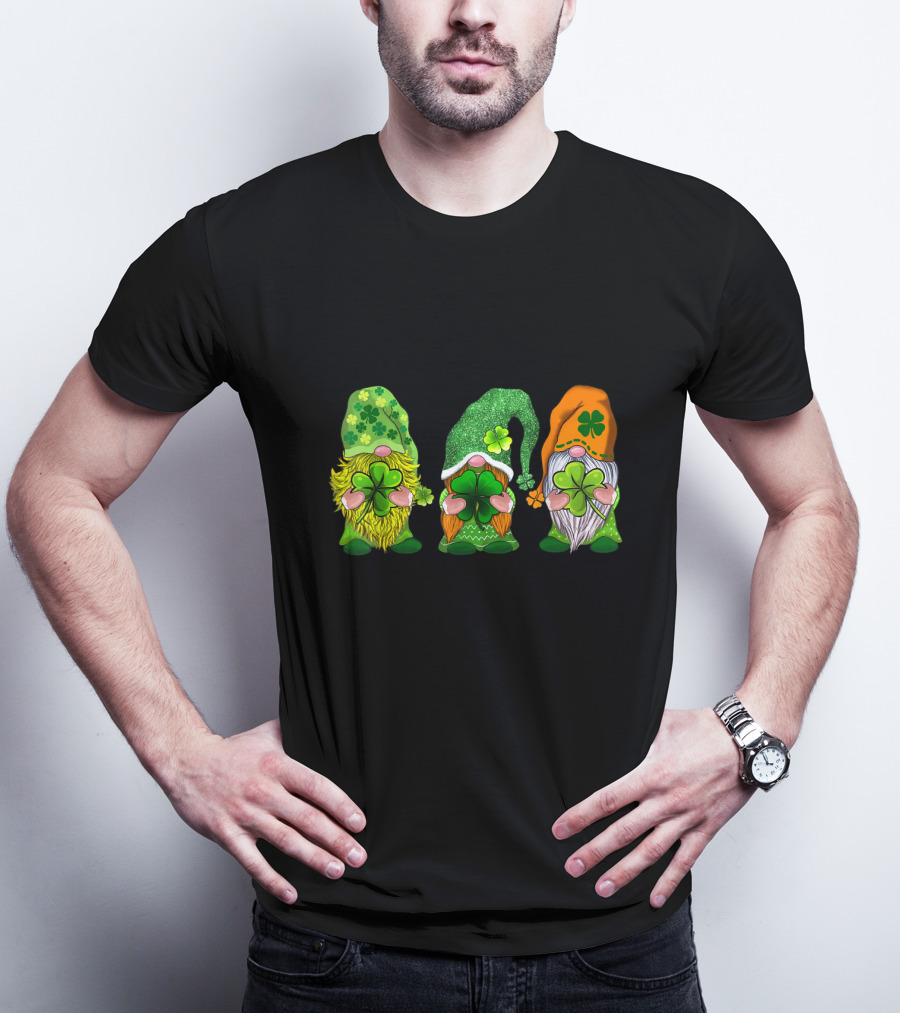Happy St Patrick's Day Gnomes With Shamrock Hats And Beards T-Shirt