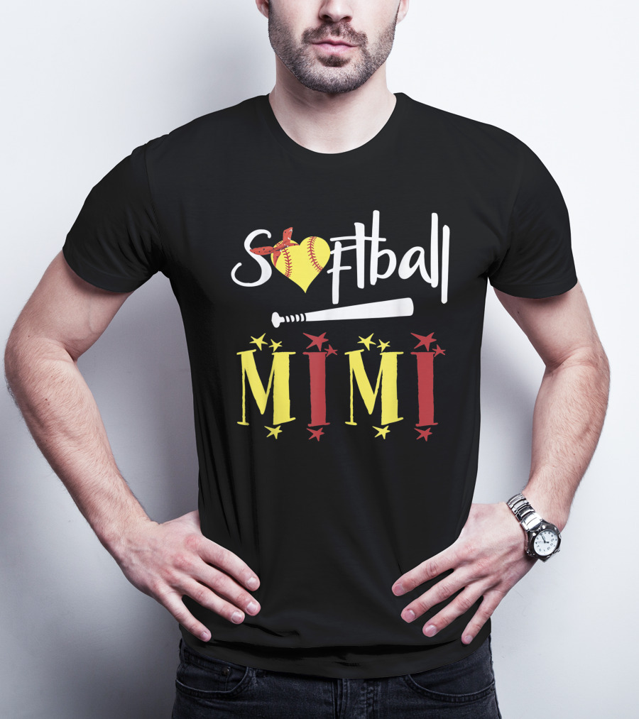Softball Heart Bat Mimi Gift T-Shirt