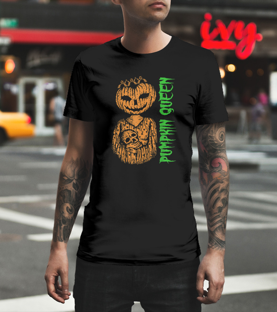 Pumpkin Queen Halloween Skull T-Shirt