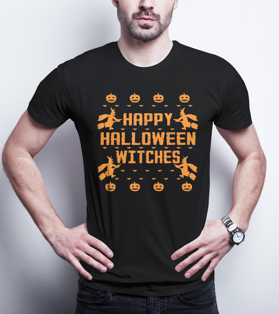 Happy Halloween Witches Pumpkins Bats Witch T-Shirt