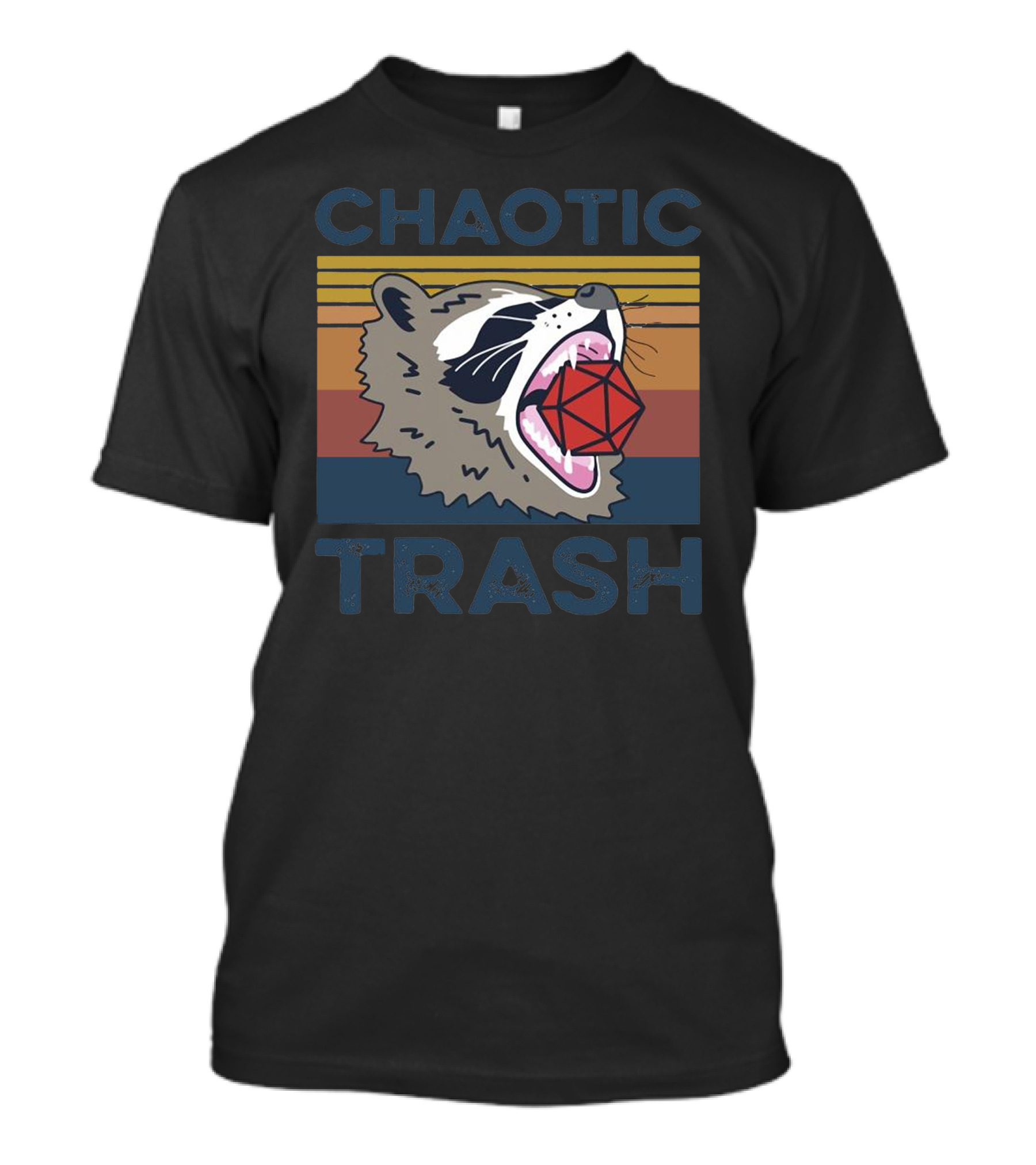 Chaotic Raccoon Retro Trash Dice T-Shirt