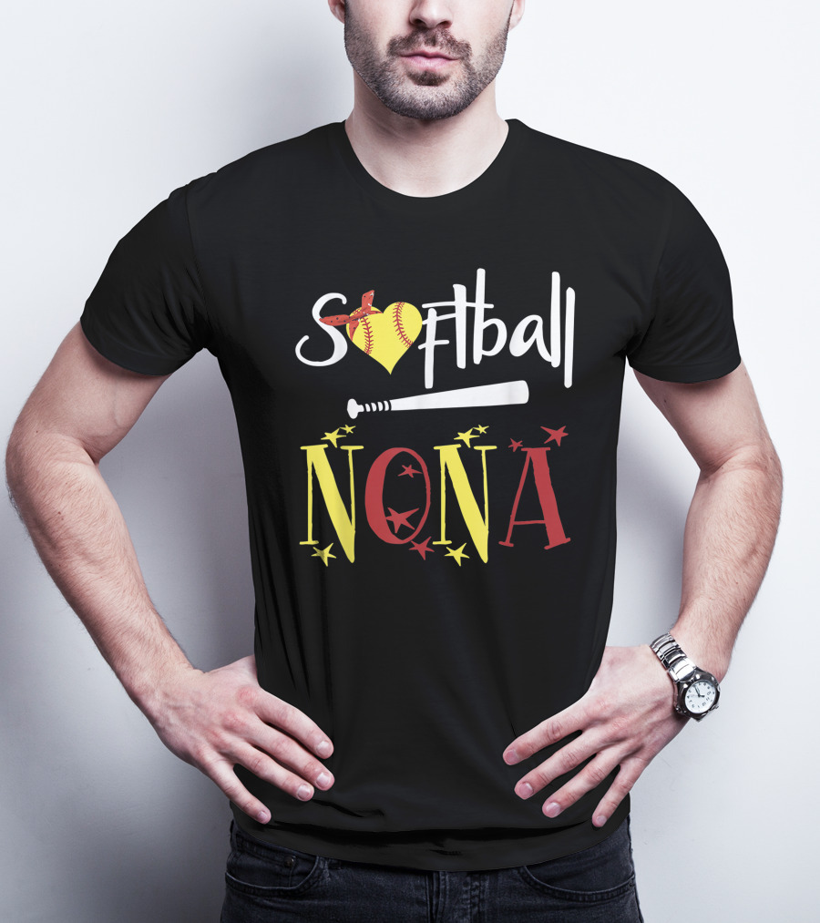 Softball Nona Heart Bat Star T-Shirt