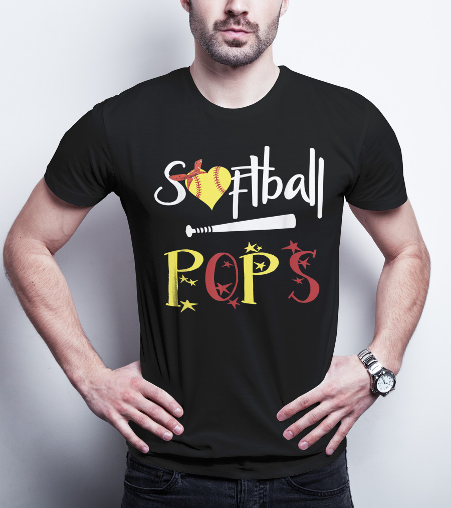 Softball Pops Heart Bat Stars T-Shirt