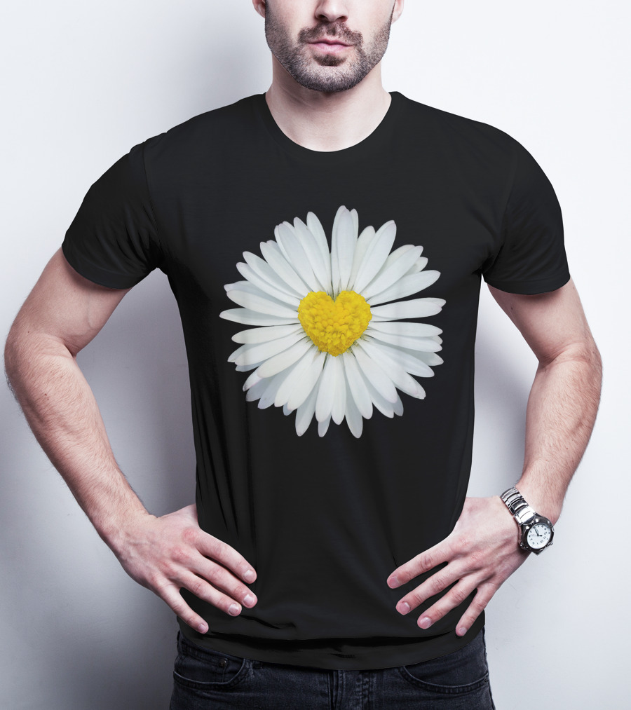 White And Yellow Heart Daisy Blossom T-Shirt