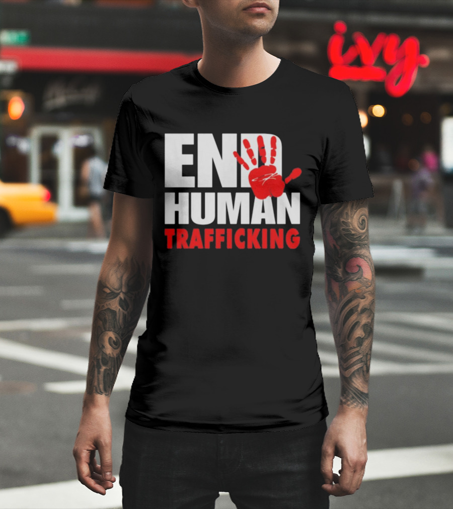 END HUMAN TRAFFICKING Red Handprint T-Shirt
