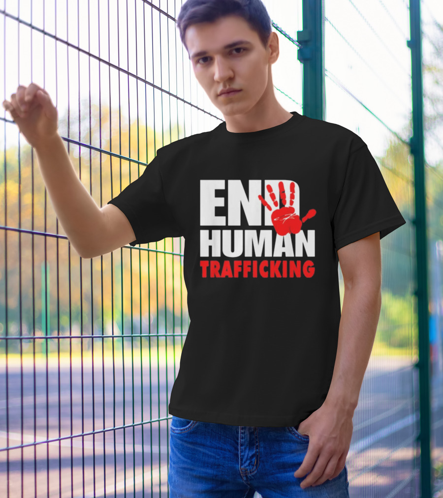 END HUMAN TRAFFICKING Red Handprint T-Shirt