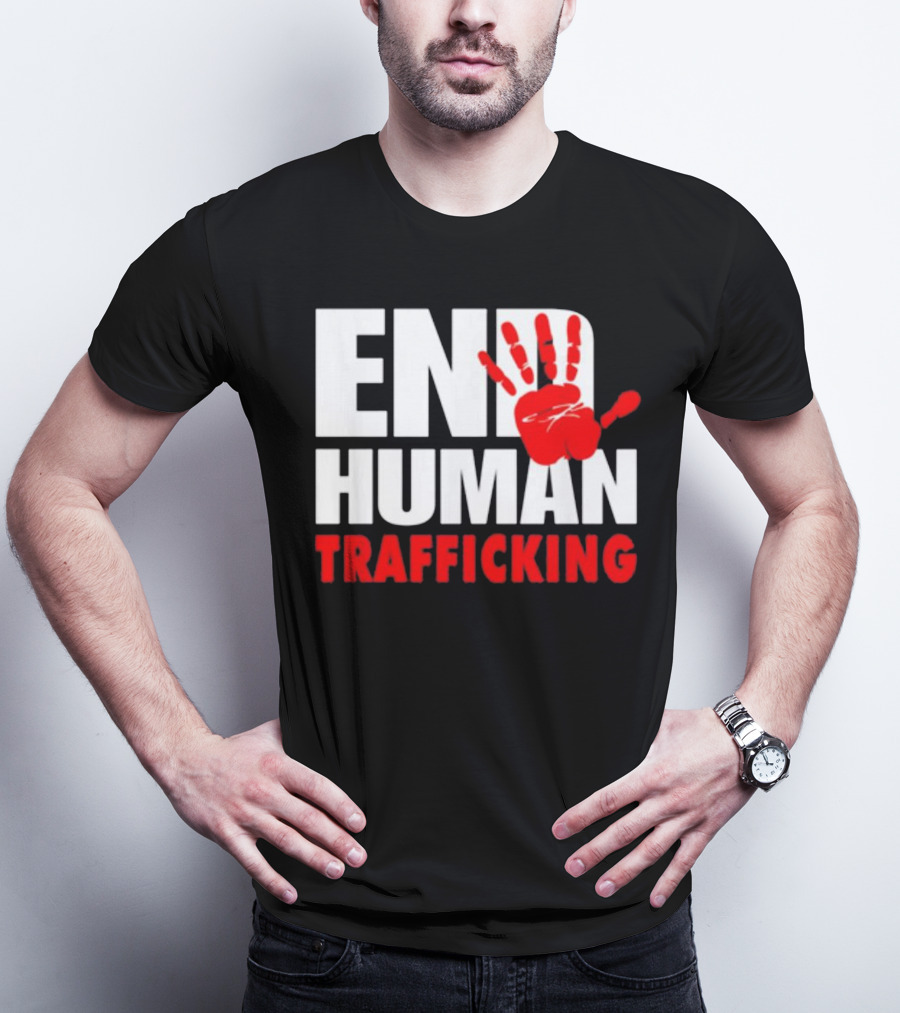 END HUMAN TRAFFICKING Red Handprint T-Shirt