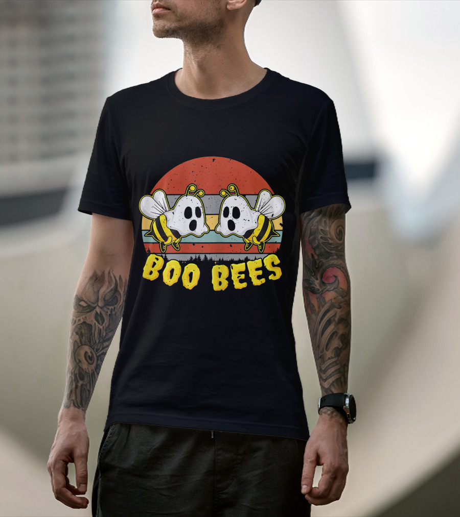 Boo Bees Retro Ghostly Bees Halloween Humor T-Shirt