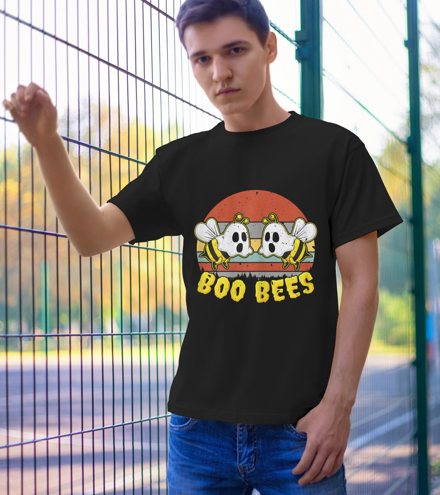 Boo Bees Retro Ghostly Bees Halloween Humor T-Shirt