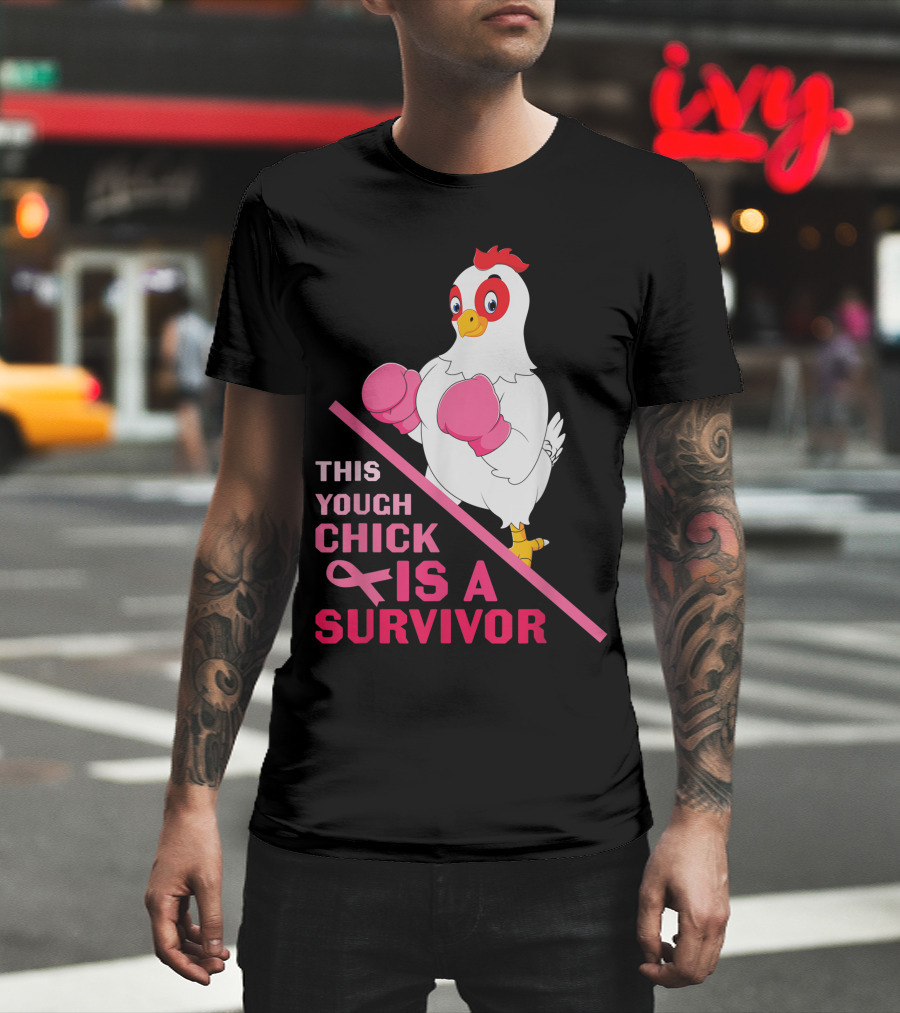 This Tough Chick Is A Survivor Breast Cancer Pink T-Shirt