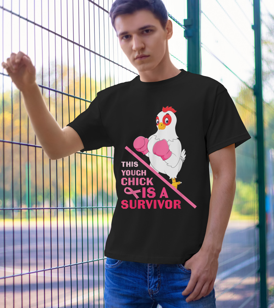 This Tough Chick Is A Survivor Breast Cancer Pink T-Shirt