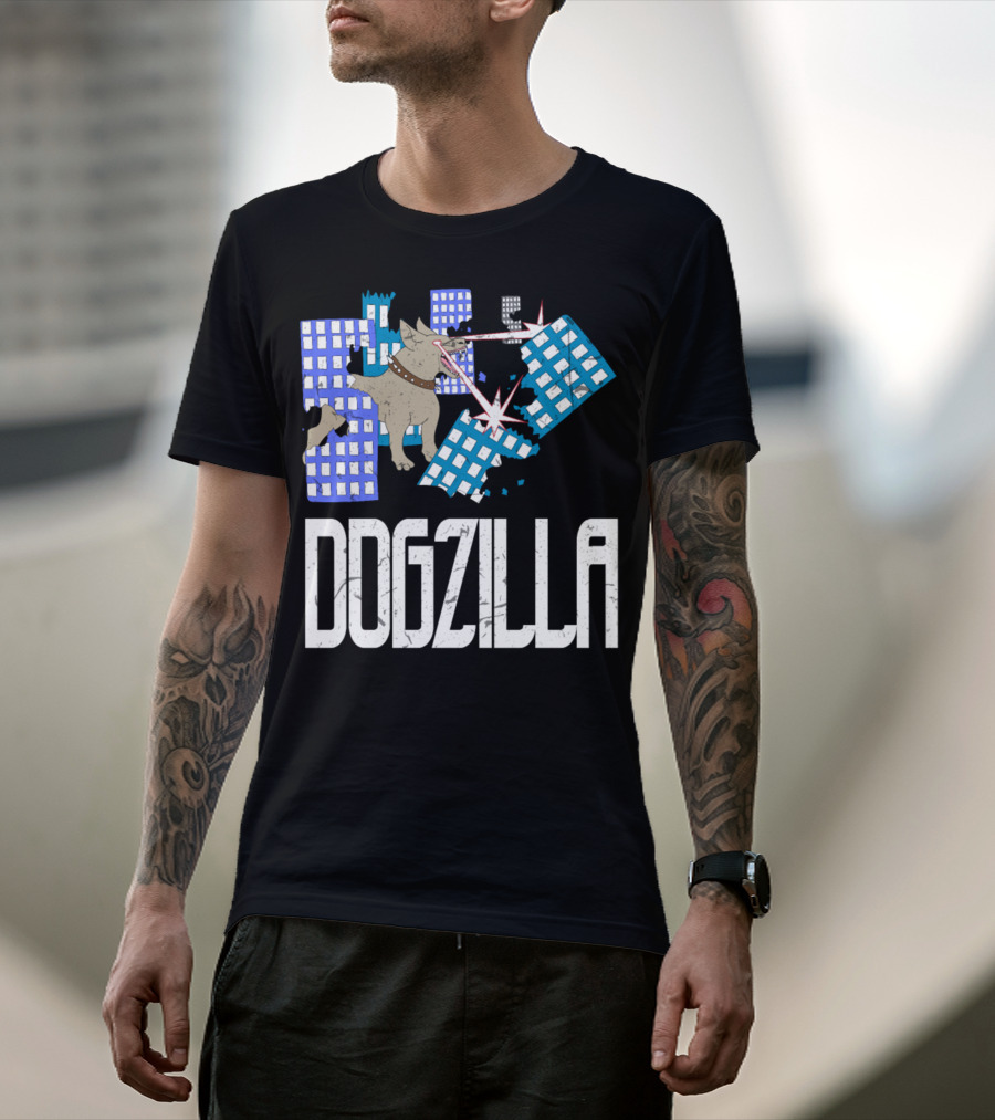 DOGZILLA Laser-Eyed Dog Rampaging Through Skyscrapers T-Shirt