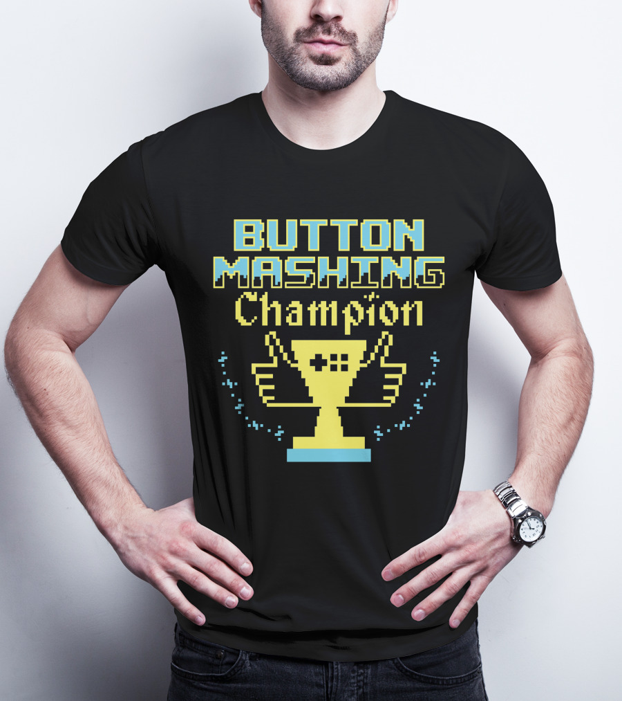 Button Mashing Champion Trophy Pixel Art Winner T-Shirt