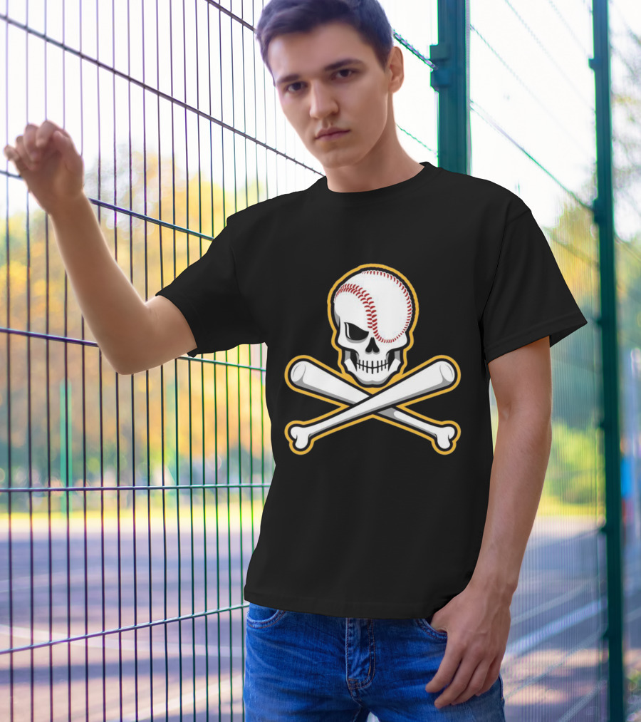 Skull Baseball Bat Crossbones Sports T-Shirt