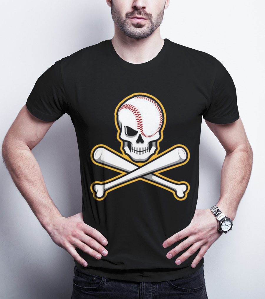 Skull Baseball Bat Crossbones Sports T-Shirt