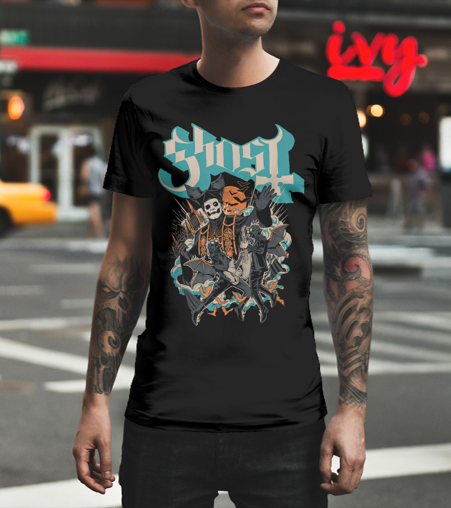Ghost Band Skeletons And Monsters Playing Instruments Halloween T-Shirt