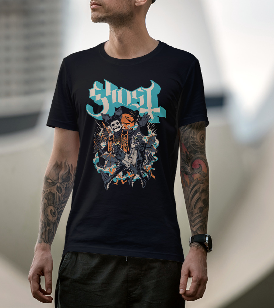 Ghost Band Skeletons And Monsters Playing Instruments Halloween T-Shirt