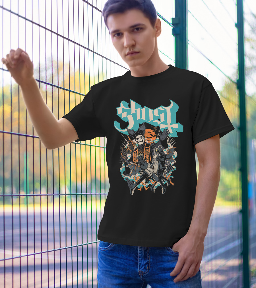 Ghost Band Skeletons And Monsters Playing Instruments Halloween T-Shirt