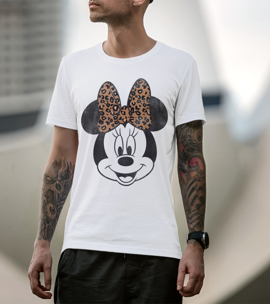 Minnie Mouse Leopard Print Bow Disney Mickey And Friends T-Shirt