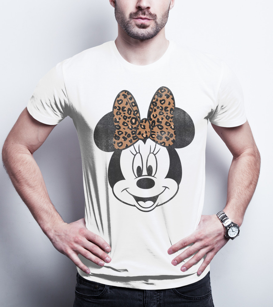 Minnie Mouse Leopard Print Bow Disney Mickey And Friends T-Shirt
