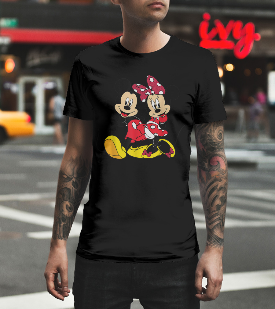 Mickey And Minnie Mouse Classic Cartoon Characters T-Shirt