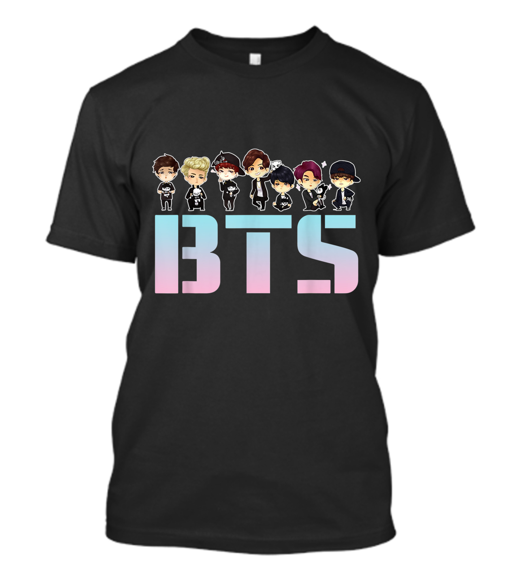 BTS Kpop Chibi Characters Pastel Letters T-Shirt