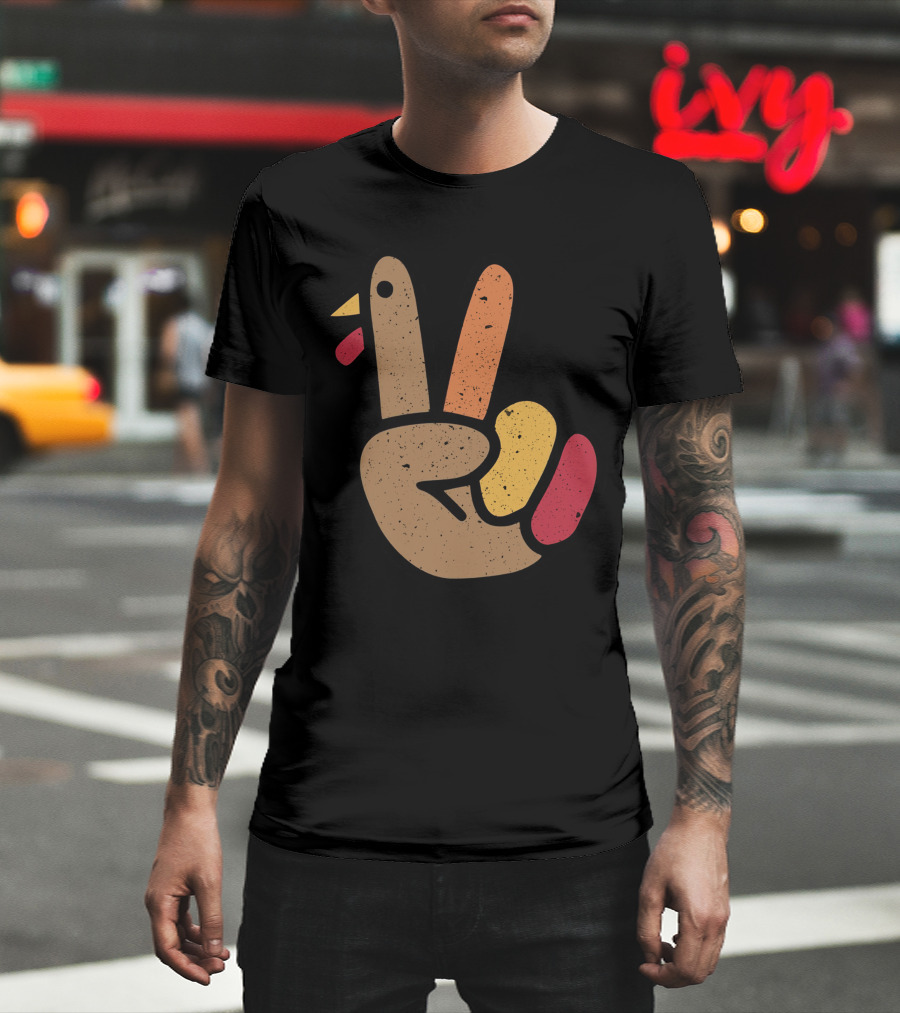 Peace Turkey Hand Cool Thanksgiving T-Shirt