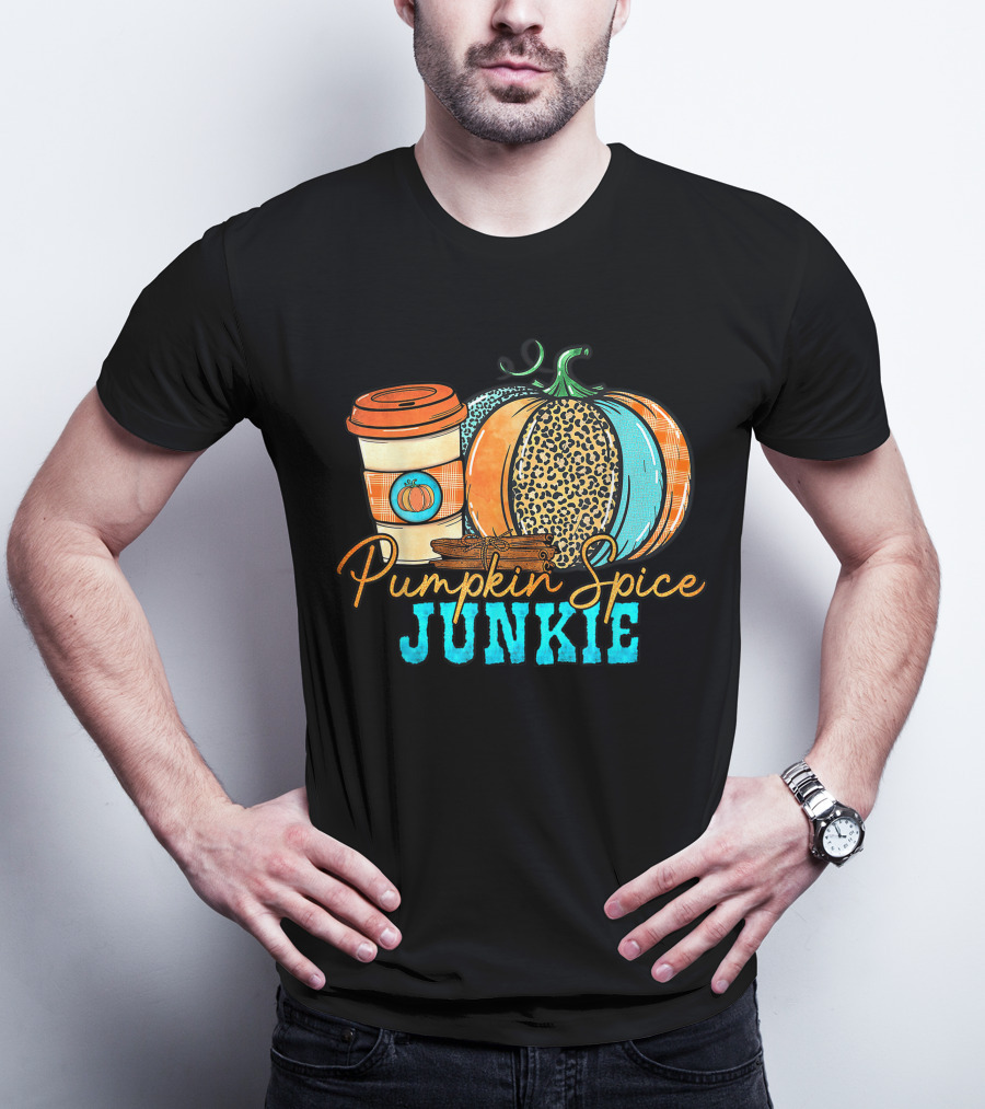 Pumpkin Spice Junkie Coffee Cup With Stylish Pumpkin And Cinnamon Sticks T-Shirt