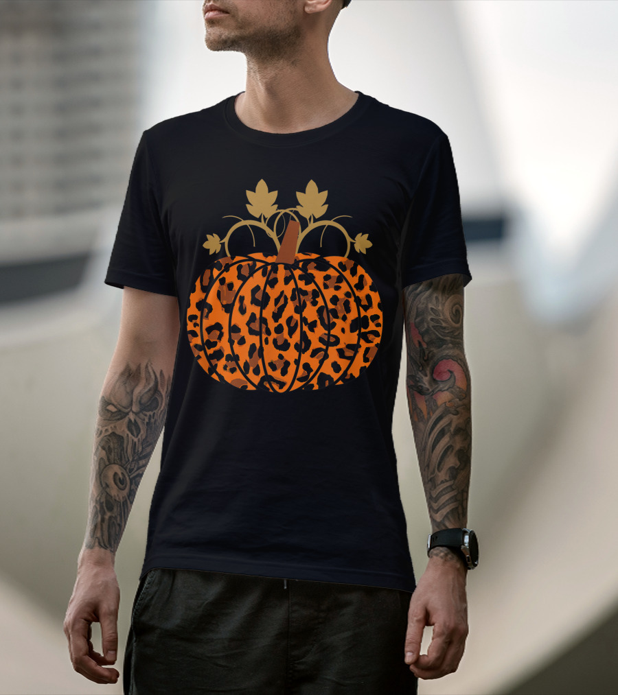 Pumpkin Leopard Halloween Fall Autumn T-Shirt