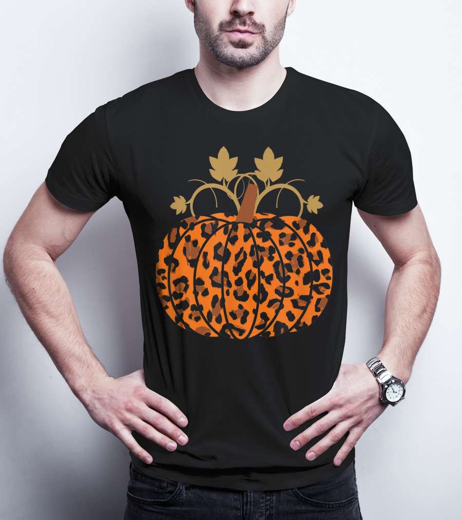 Pumpkin Leopard Halloween Fall Autumn T-Shirt