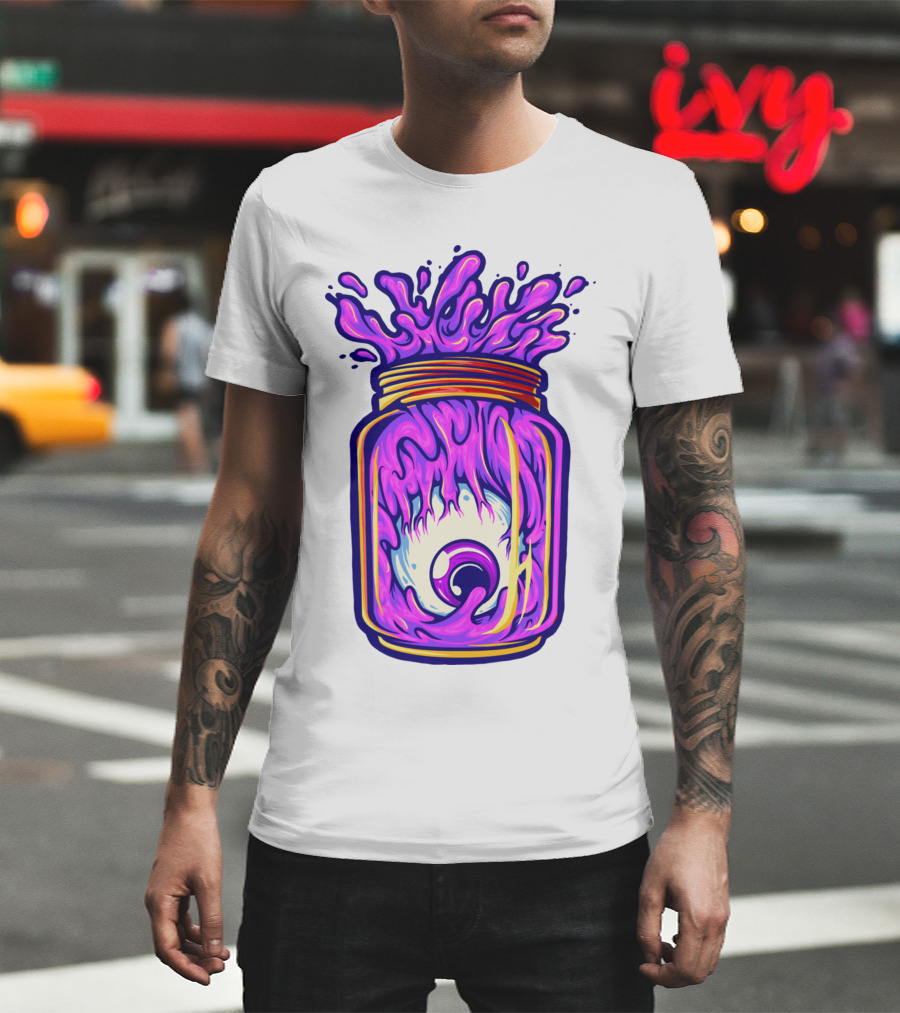 Zombie Eyeball Jar Overflowing With Purple Liquid T-Shirt