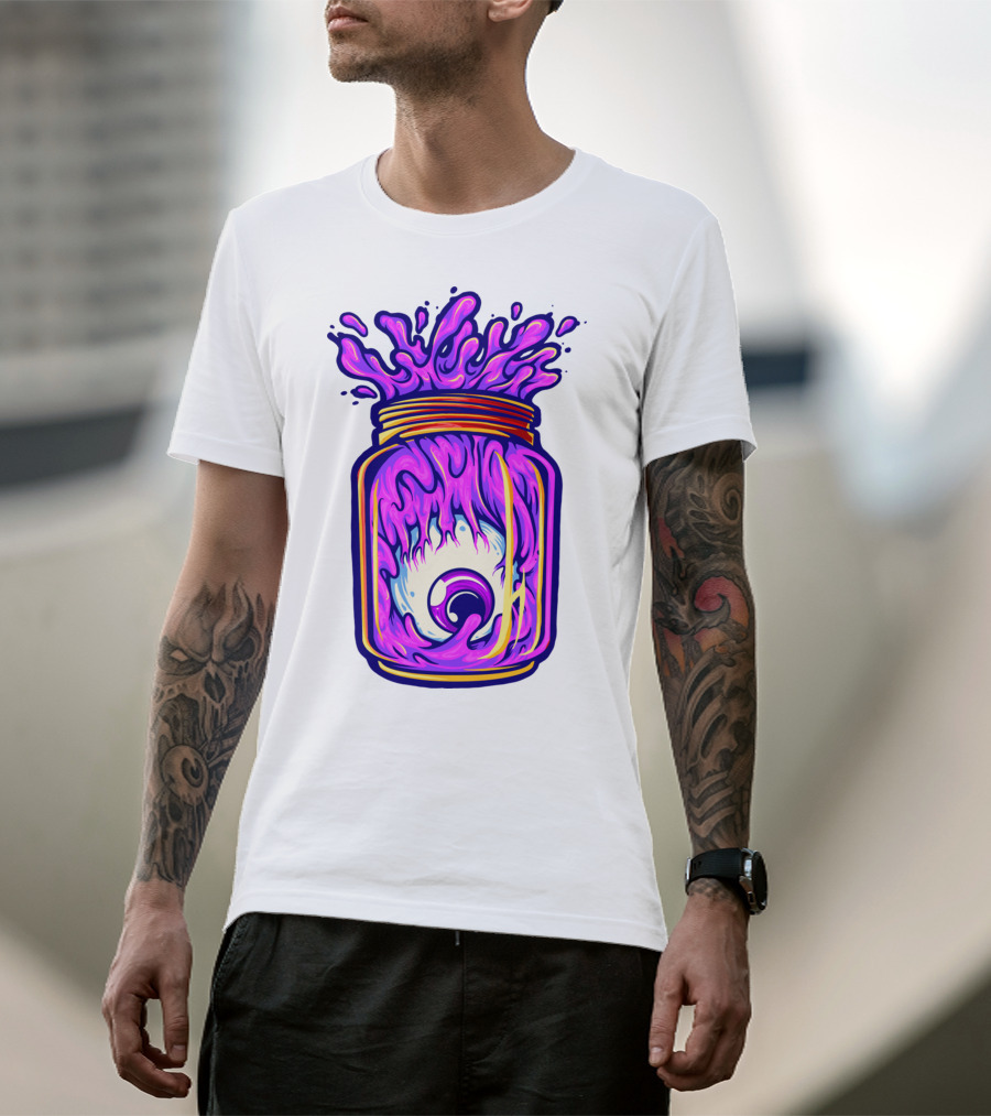 Zombie Eyeball Jar Overflowing With Purple Liquid T-Shirt