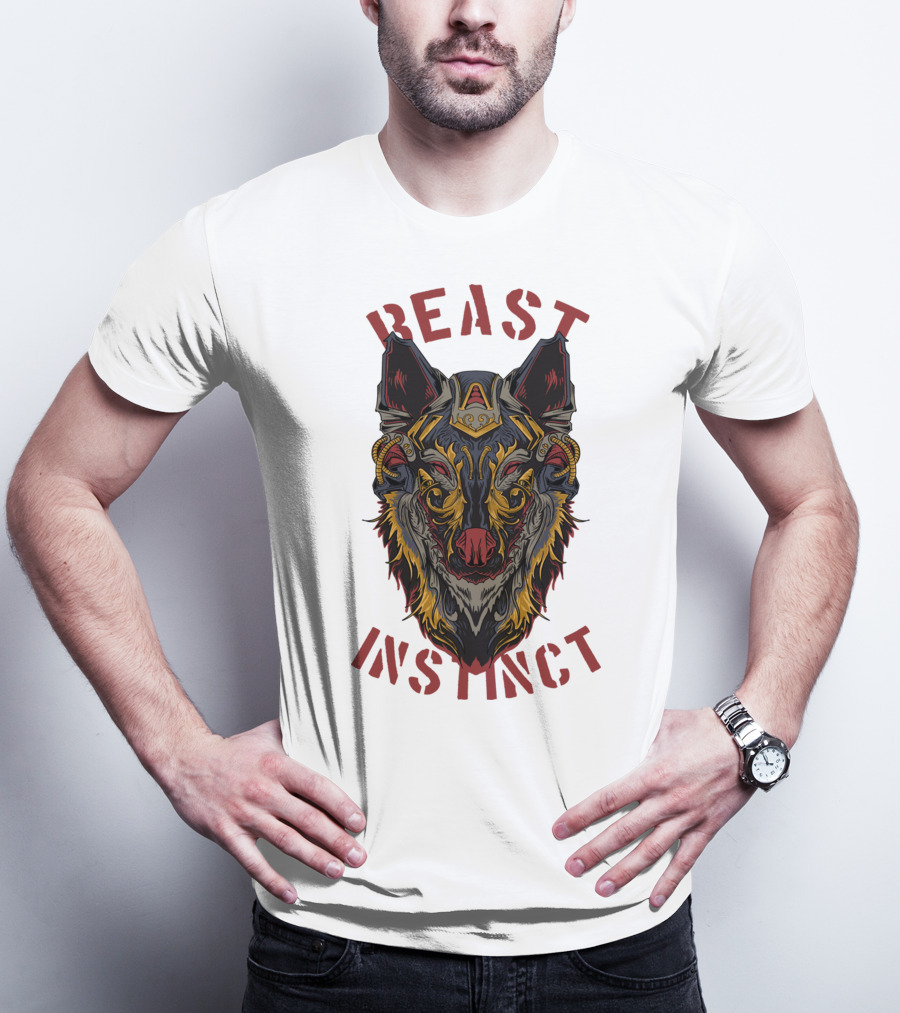 Beast Instinct Wolf Warrior Emblem T-Shirt