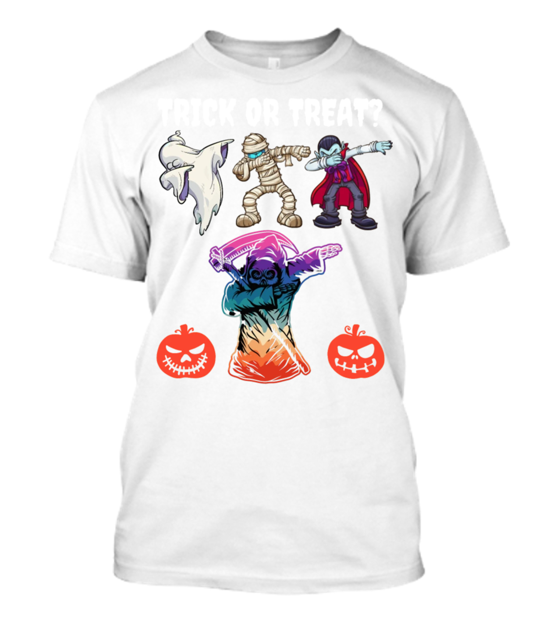 Halloween Dabbing Trick Or Treat Ghost Mummy Vampire Grim Reaper Pumpkins T-Shirt