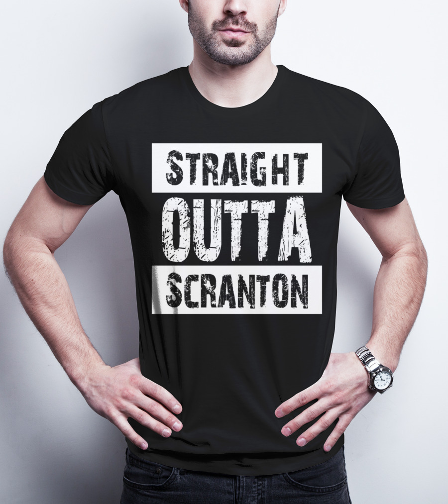 Straight Outta Scranton The Office Inspired Text T-Shirt