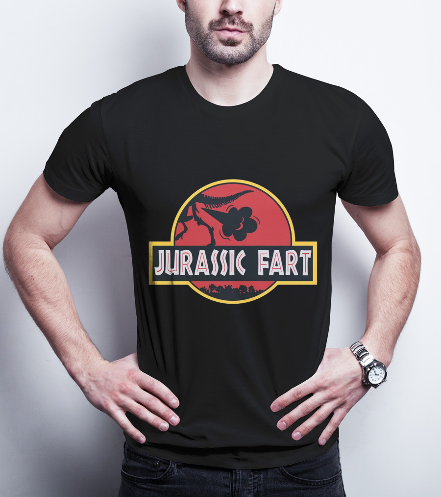 Jurassic Fart Dinosaur Logo Parody Comedy T-Shirt