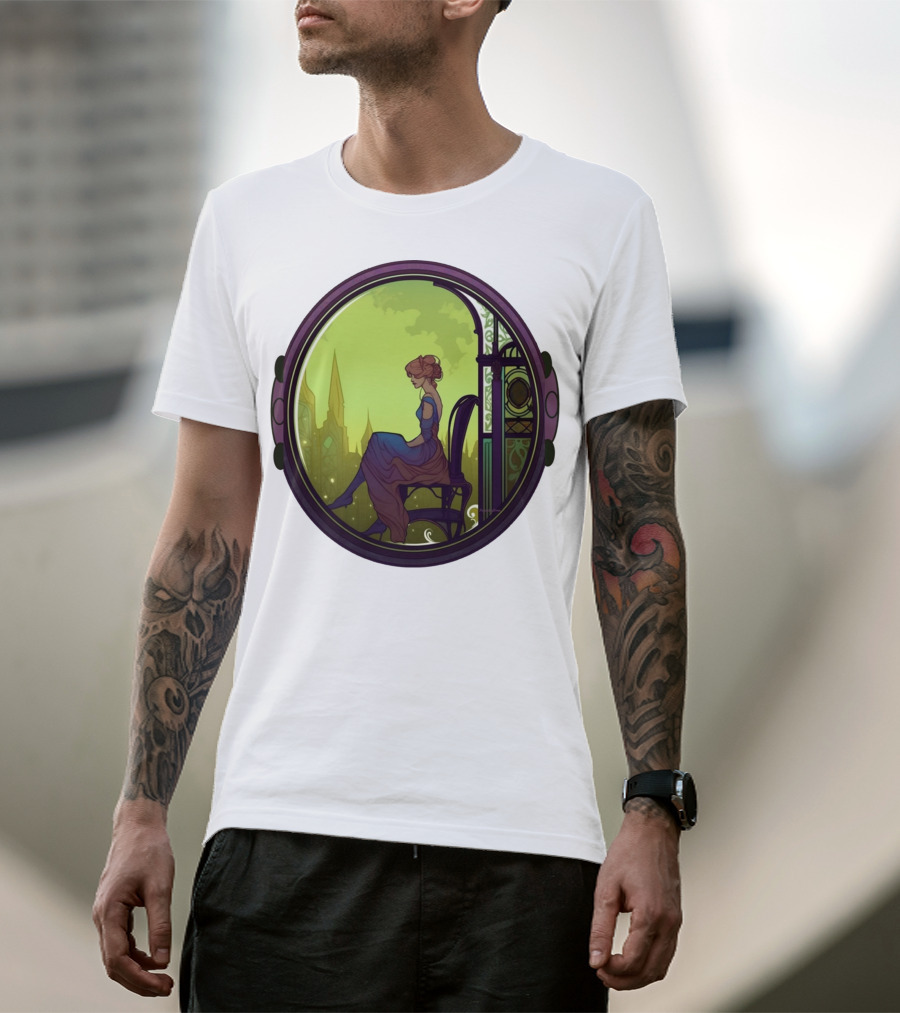 Thoughtful Rest In Tranquil Art Nouveau Serenity T-Shirt